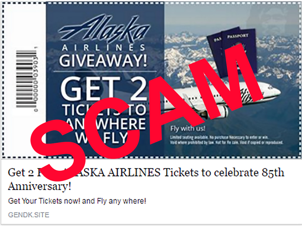 How to spot a scam ticket giveaway - Alaska Airlines, Hawaiian Airlines ...