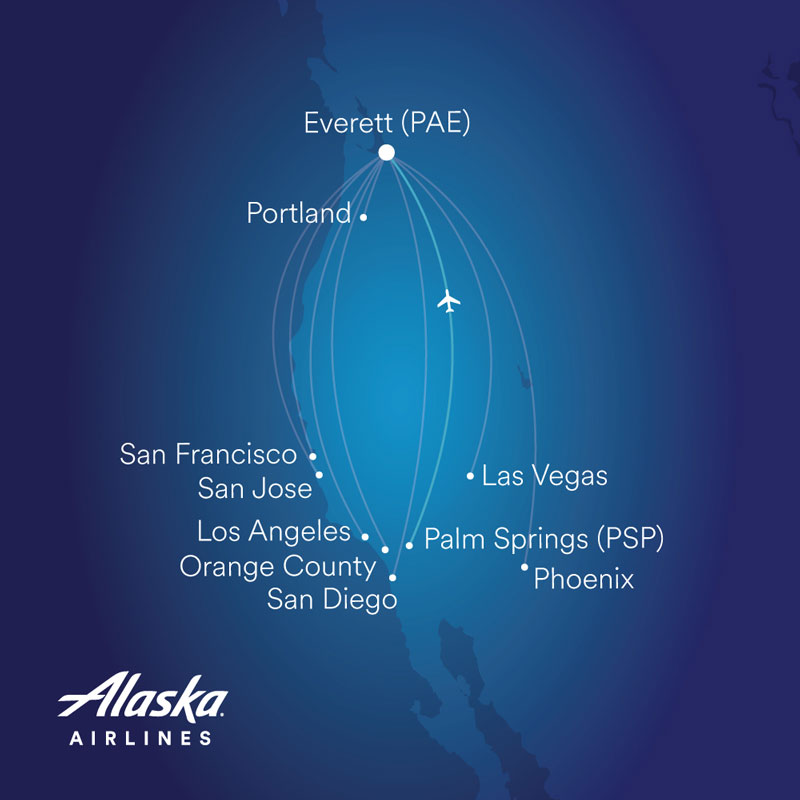 Our newest destination from Paine Field? Think poolside in the desert ...