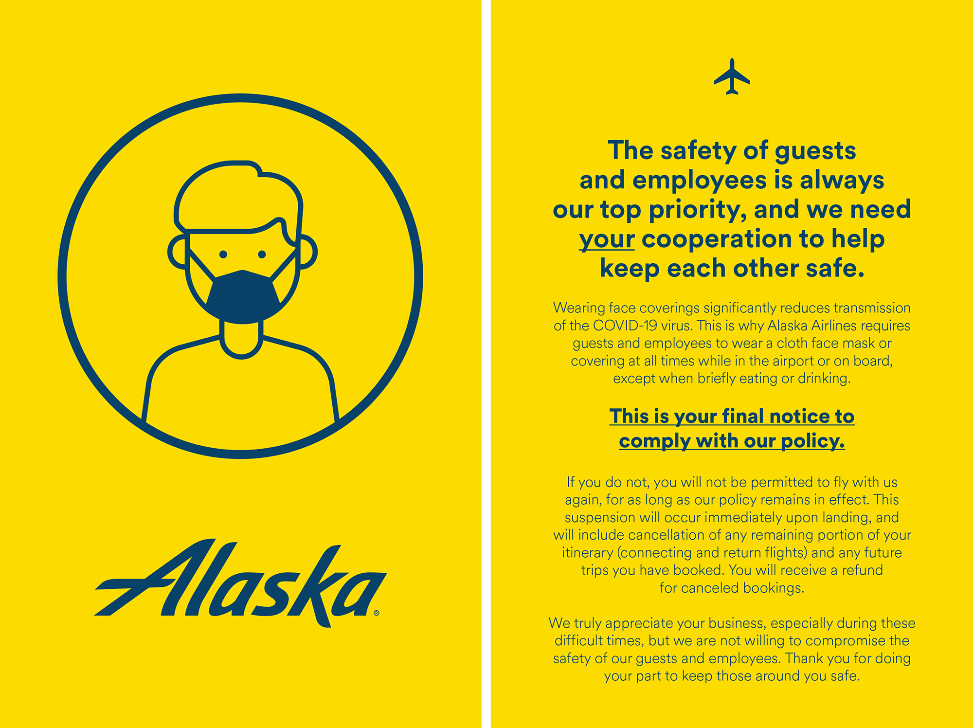 We want you to have a great flight with us – with your mask on - Alaska ...